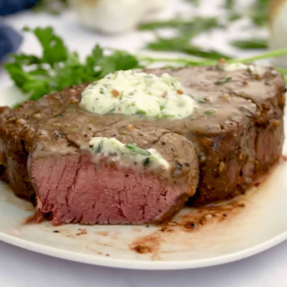 Seared Filet Mignon Steaks with Herbed Butter