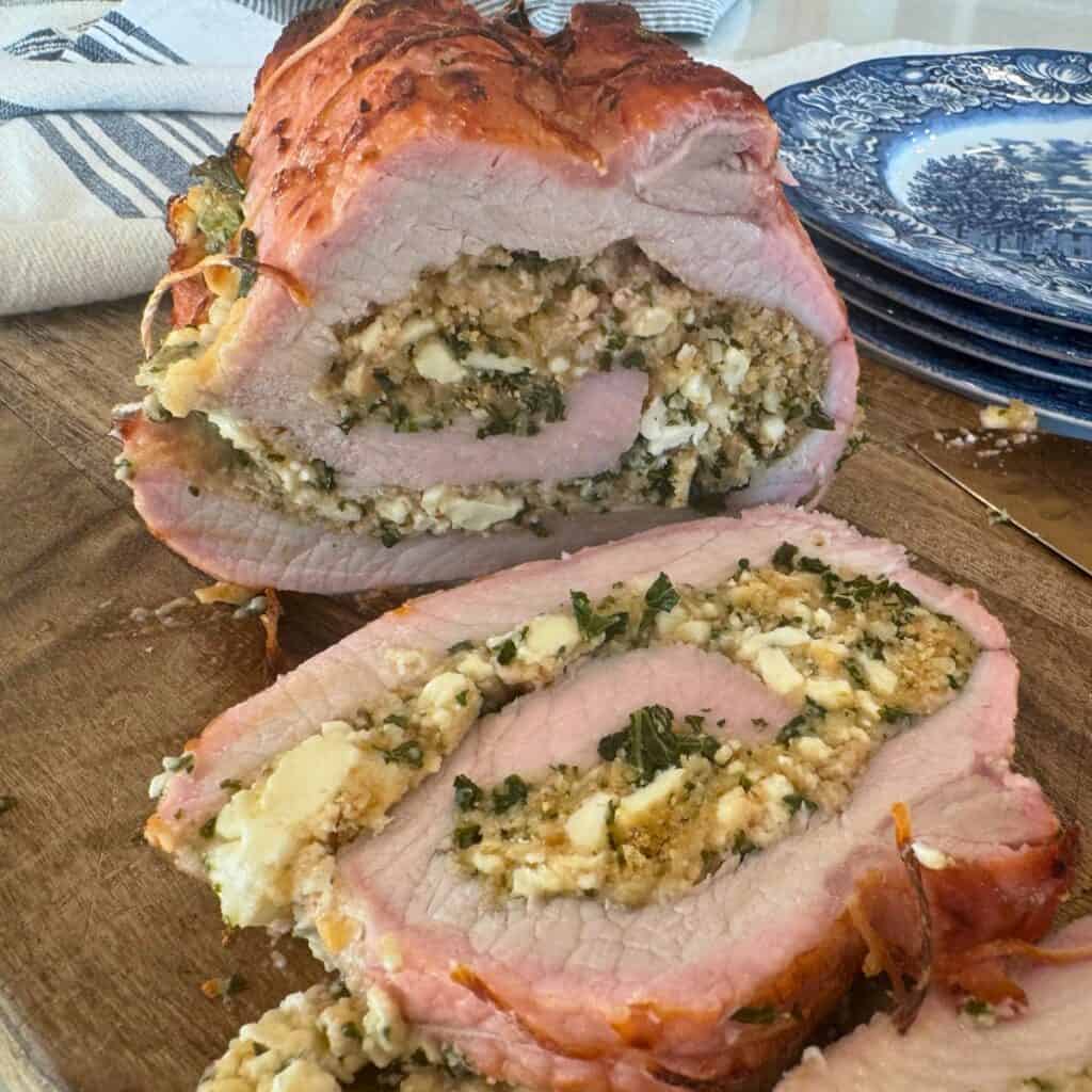 The Best Pork Loin Roast - Feta & Garlic Stuffed